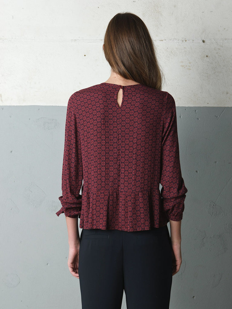 Two-Tone Print Loose Midi Blouse With Frill – Indian Summer London